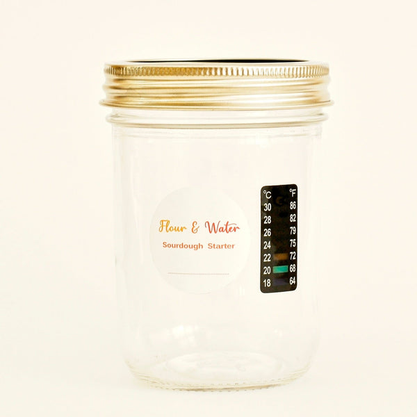 Mason Type Sourdough Starter Jar with Thermometer – Flour + Water Baking